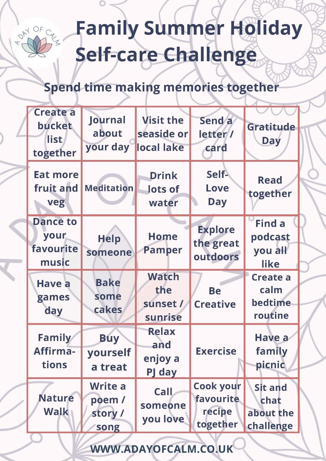 Summer Challenge - A DAY OF CALM